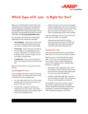 Fillable Online Which Type of Resume is Right for You? - AARP. Learn to ...