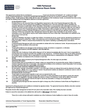 Fillable Online 1000 Parkwood Conference Room Rules - 1000 Parkwood ...