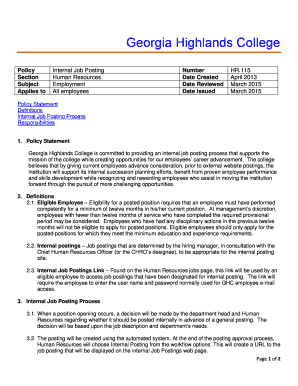 Fillable Online Internal Job Posting Process Fax Email Print - pdfFiller