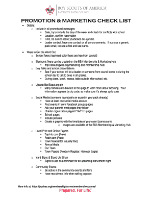Fillable Online PROMOTION & MARKETING CHECK LIST Fax Email Print ...