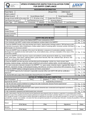 Fillable Online UPDES STORMWATER INSPECTION EVALUATION FORM FOR ... Fax ...