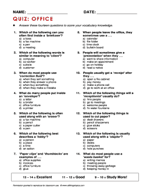 Fillable Online QUIZ: OFFICE Fax Email Print - pdfFiller