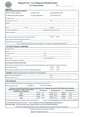 Fillable Online Request Form - U.S. Embassy Certification Letter Fax ...