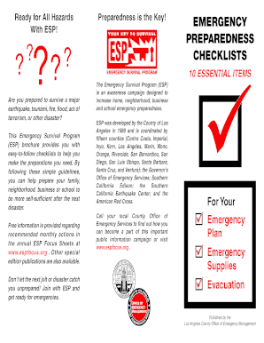 Fillable Online ESP Checklist Brchr041806 Fax Email Print - pdfFiller