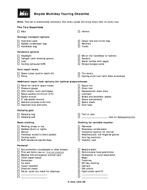 Bike Touring Gear Checklist - REI Expert Advice - REI.com - Fill and ...