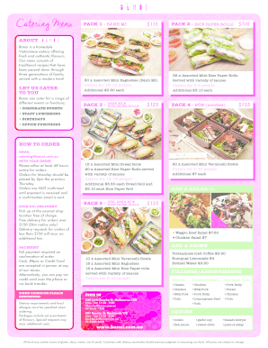 Fillable Online Banoi melbourne catering menu A4 171017 Fax Email Print ...