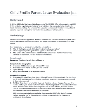 Fillable Online Child Profile Parent Letter Evaluation. Child Profile ...