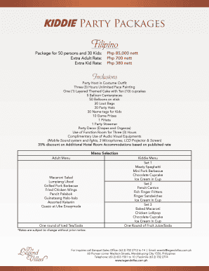 Fillable Online Kiddie Party Packages Fax Email Print - pdfFiller