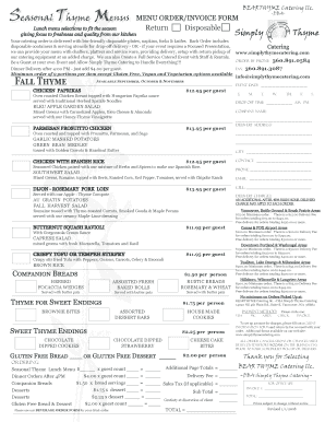 Fillable Online BEARTHYME Catering llc Fax Email Print - pdfFiller