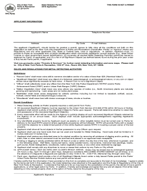 Fillable Online Metal Detector Permit Application - NYC Parks Fax Email ...