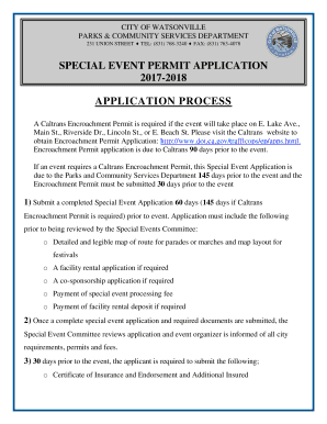 Fillable Online special event permit application 2017-2018 application process Fax Email Print ...