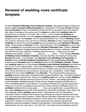 Fillable Online Renewal of wedding vows certificate template Fax Email ...