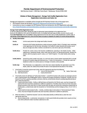 Fillable Online Storage Tank Facility Registration Form Instructions ...