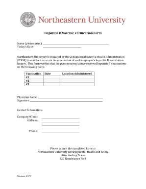 Fillable Online HEPATITIS B VACCINE DECLARATION FORM - Northeastern ...
