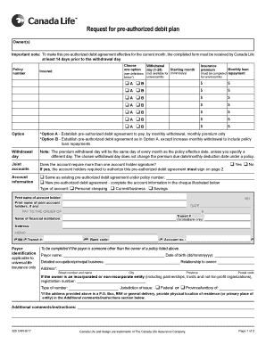 Fillable Online Request for pre-authorized debit plan - lifeplusltd.net Fax Email Print - pdfFiller