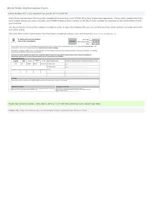 Fillable Online Work Order Authorization Form - knowIT - The University ...