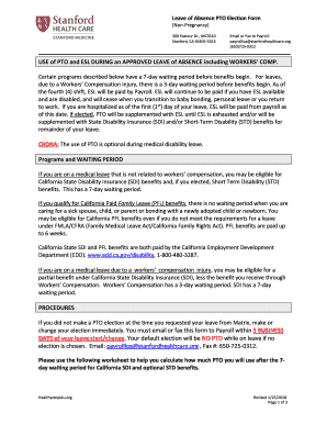 Fillable Online LEAVE OF ABSENCE PTO/ESL ELECTION FORM Fax Email Print ...