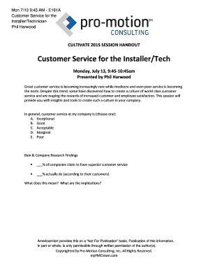 Fillable Online Customer Service Handout - Phil Harwood Fax Email Print ...
