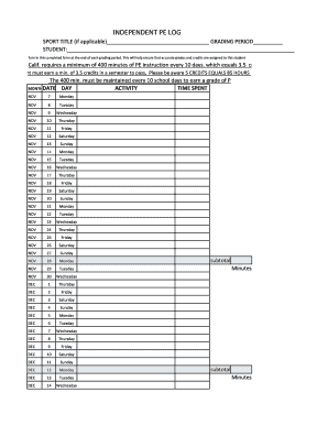Fillable Online mva ramonausd INDEPENDENT PE LOG Fax Email Print ...