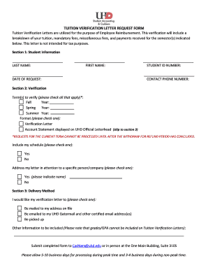 Fillable Online Tuition Verification Letter Request Form Fax Email Print - pdfFiller