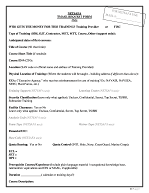 Fillable Online 2018 MASL Request Form - NETSAFA - Navy.mil Fax Email ...