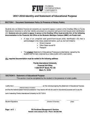 Fillable Online 2017-2018 Identity and Statement of Educational ...