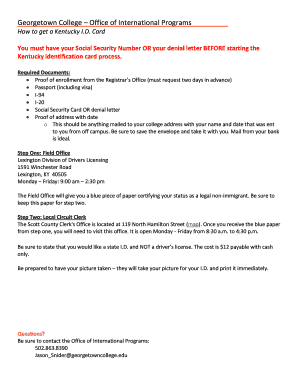 Fillable Online How to get a Kentucky ID Card - Georgetown College Fax ...