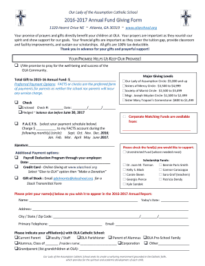 Fillable Online 2016-2017 Annual Fund Giving Form Fax Email Print ...