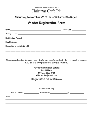Fillable Online craft fair Registration Form 2013.pages Fax Email Print ...