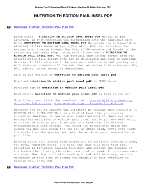 Fillable Online Nutrition Th Edition Paul Insel Pdf. Nutrition Th ...