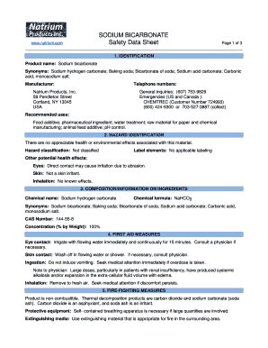 Fillable Online Safety Data Sheet (SDS) Sodium Bicarbonate - Natrium ...