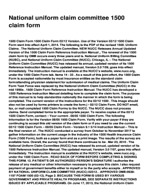 Fillable Online National uniform claim committee 1500 claim form ...