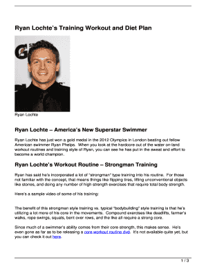 Fillable Online Ryan Lochte's Training Workout and Diet Plan - Excuse ...