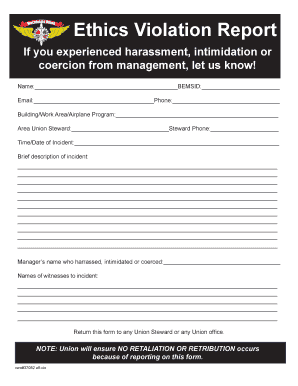 Fillable Online Ethics Violation Report Fax Email Print - pdfFiller