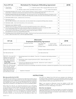 Fillable Online revenue wi 2017 W-234 Form WT-4A, Worksheet for ...