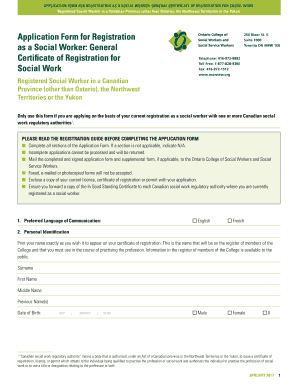 Fillable Online APPLICATION FORM FOR REGISTRATION AS A SOCIAL WORKER ...