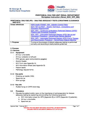 Fillable Online PERITONEAL DIALYSIS (PD)DIALYSIS ADEQUACY TESTS ...