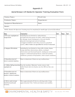 Fillable Online ehs utk Aerial/Scissor Lift Hands-on Operator Training ...