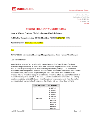 Fillable Online Name of Affected Products: CF-5242 Peritoneal Dialysis ...