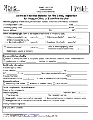 Licensed Facilities Referral For Fire Safety Inspection - Fill and Sign ...