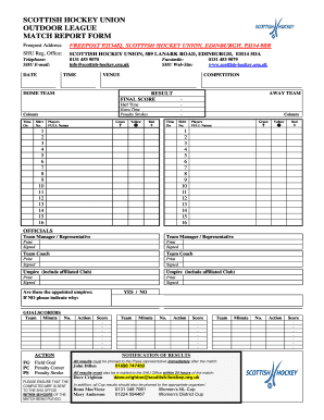 Fillable Online scottish hockey union outdoor league match report form ...