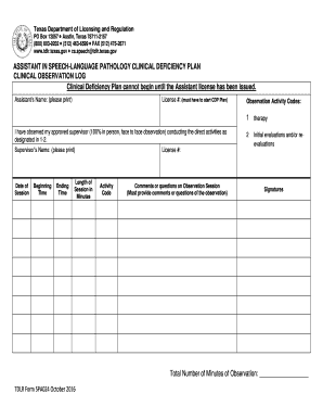 Fillable Online speech-language pathology supervisory ... - TDLR ...