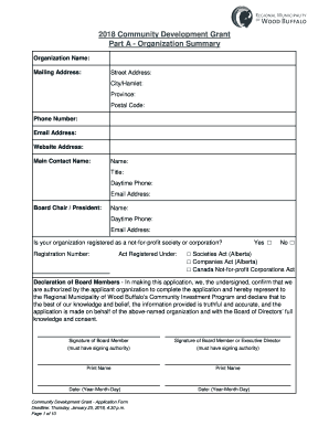 Fillable Online 2018 Community Development Application Form Regional ...