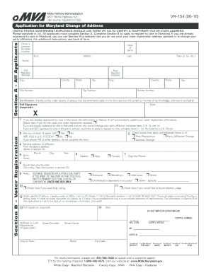 Fillable Online Application for Maryland Change of Address - PDFFormPro ...