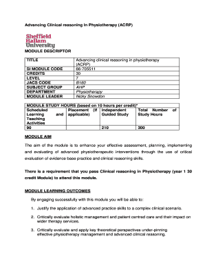 Fillable Online Advancing Clinical reasoning In Physiotherapy (ACRP) Fax Email Print - pdfFiller