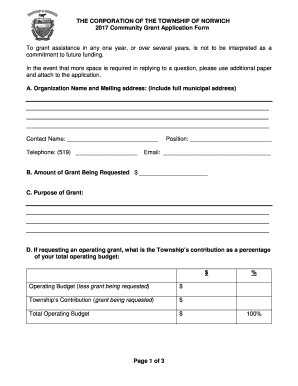 Fillable Online 2017 Community Grant Application Form. 2017 Community Grant Application Form Fax ...