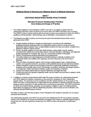 Fillable Online ABN: Adult CRNP 1 Alabama Board of Nursing and Alabama ...