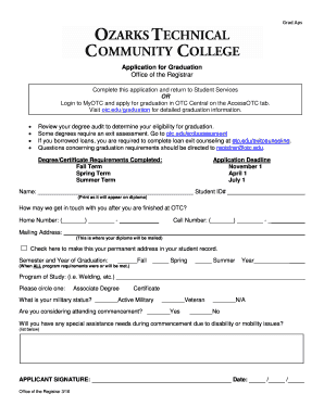 Fillable Online Application for Graduation Office of the Registrar - Students Fax Email Print ...