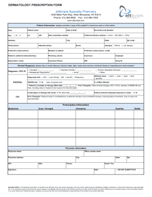 Dermatology Blank Form - AltScripts Specialty Pharmacy - Fill and Sign ...