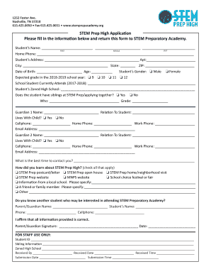 Fillable Online STEM Prep High Application Please fill in the ...